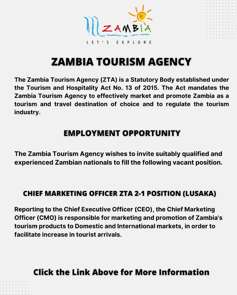 CHIEF MARKETING OFFICER - Zambia Tourism Agency (ZTA) - Zambia ...